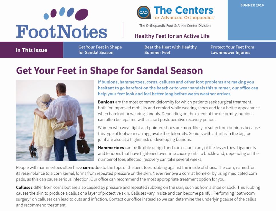 Here is the next edition of FootNotes!: Orthopaedic Foot & Ankle Center ...